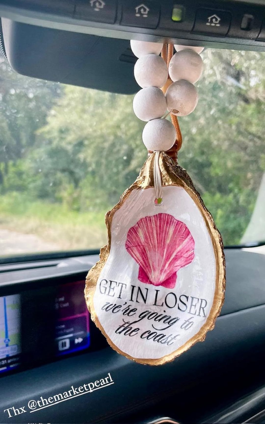 Oyster Shell Car Mirror Hanger: Coastal Car Charm - Etsy
