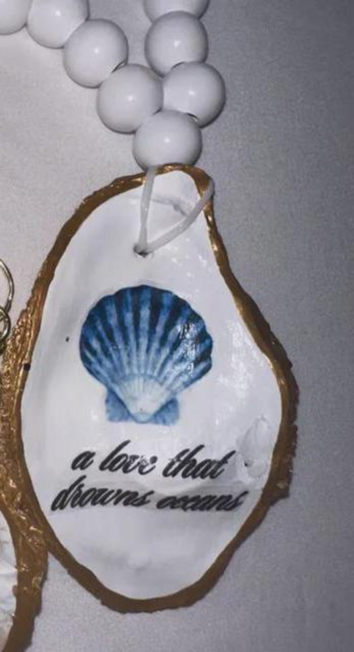 Oyster Shell Car Mirror Hanger: Coastal Car Charm - Etsy