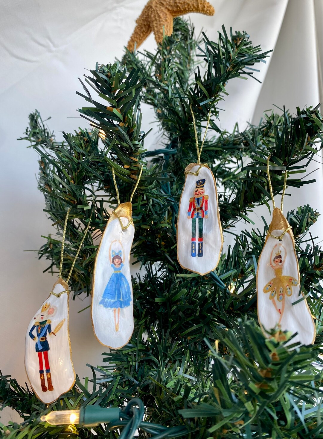 Oyster Shell Nutcracker Ornament Set of 4, Christmas Ornament; Hand ...