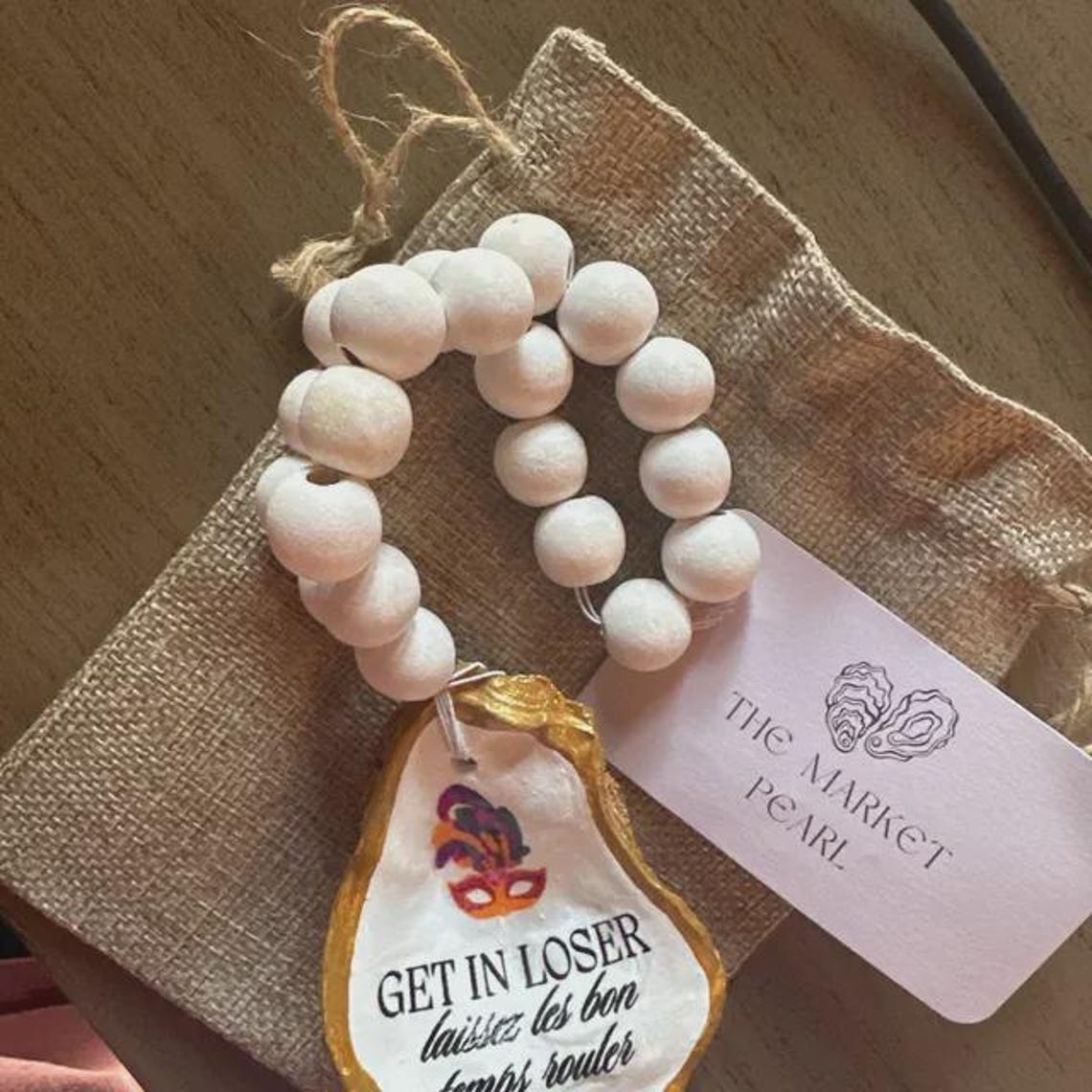 Oyster Shell Car Mirror Hanger: Coastal Car Charm - Etsy