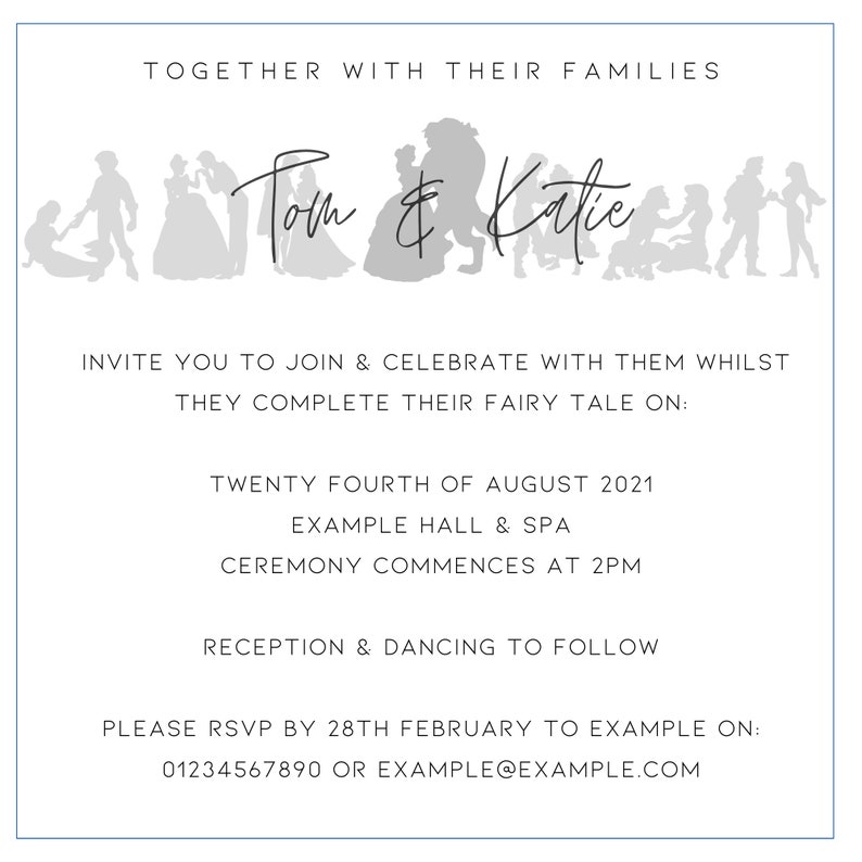 Princess Inspired Wedding Invitations Digital Download Fully Editable ...