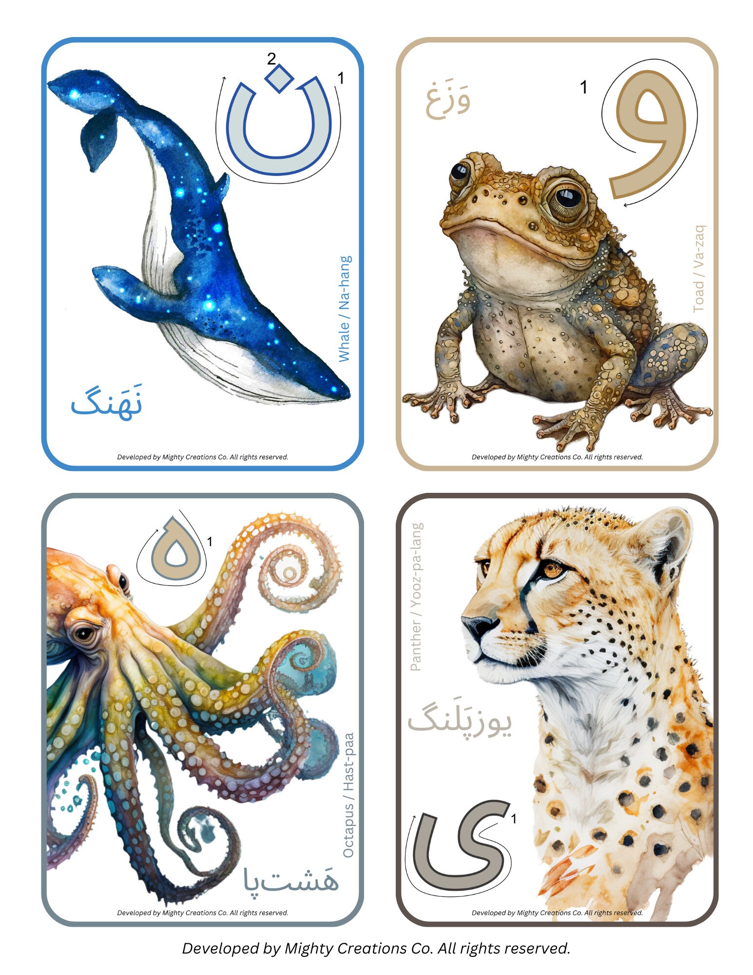 Farsi Persian Alphabet Flashcards With Animals - Etsy
