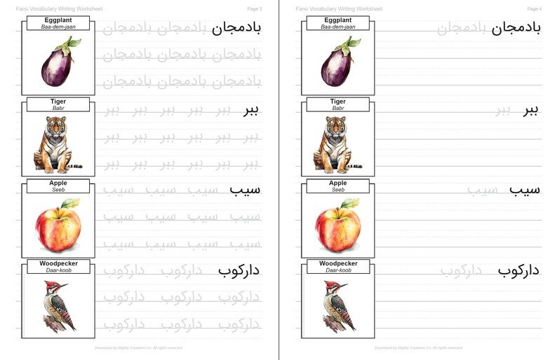 Fasi/persian Alphabet Placement in Vocabulary Writing Worksheet ...