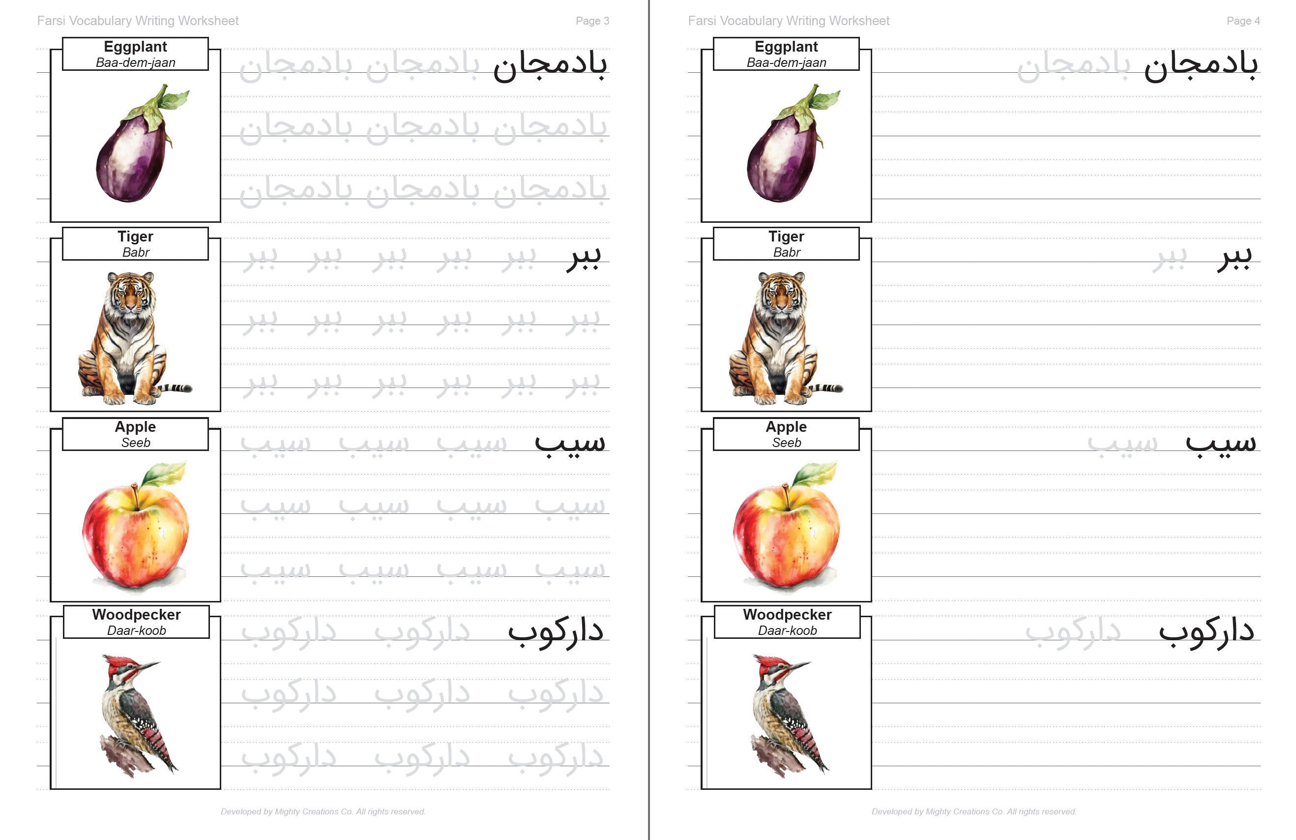 Fasi/persian Alphabet Placement in Vocabulary Writing Worksheet ...