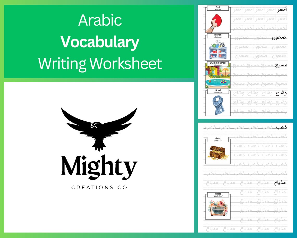 Arabic Alphabet Placement in Vocabulary Writing Digital Printable ...