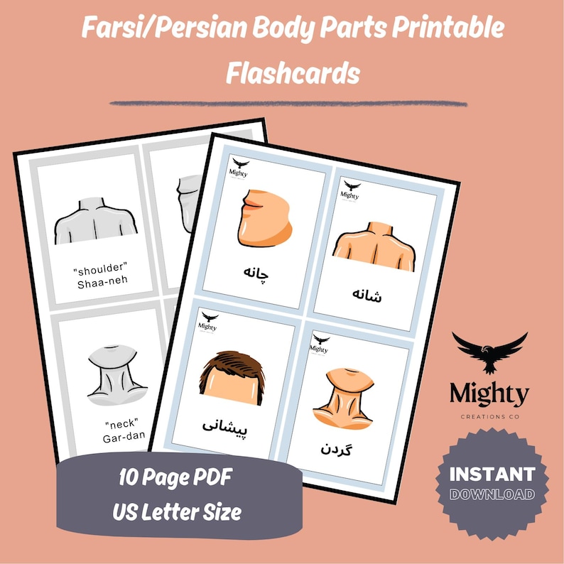 Farsi/persian Body Parts Digital Printable Flashcards - Etsy Canada