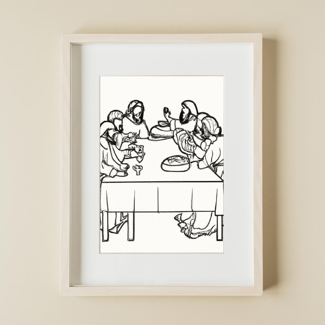 Last Supper Wall Art, Christian Line Art, Bible Sketches, Christian ...