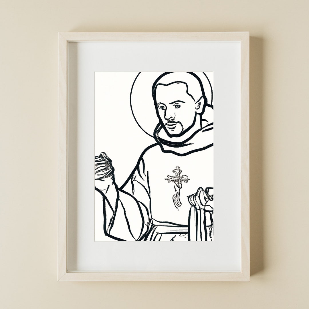 St. Francis of Assisi Christian Line Art, Modern Christian Art ...