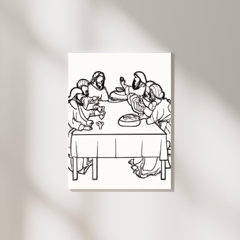 Last Supper Wall Art, Christian Line Art, Bible Sketches, Christian ...