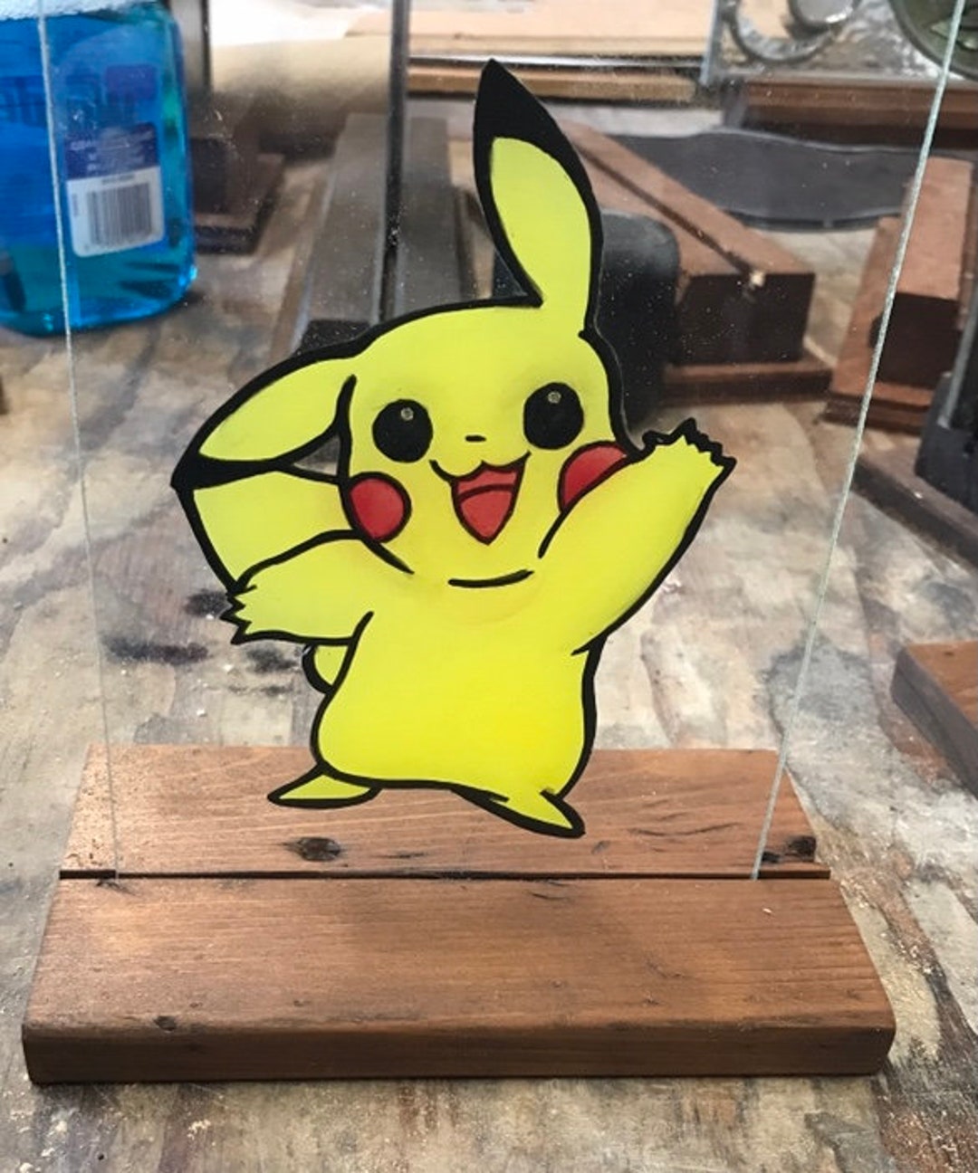 Stained Glass Handmade Painted Peekachu - Etsy