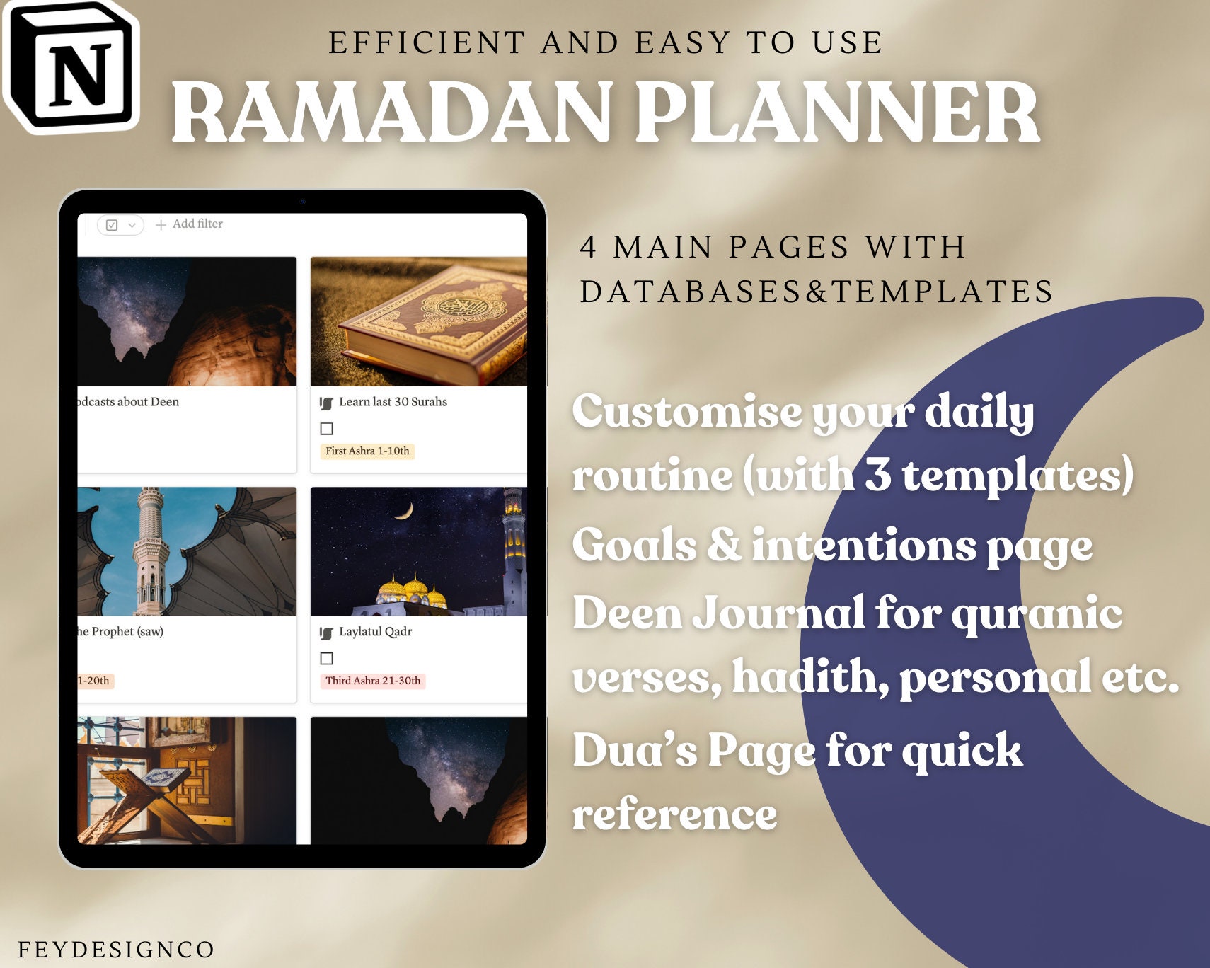 RAMADAN Planner, NOTION TEMPLATE, Muslim Deen Journal, Digital Trackers ...