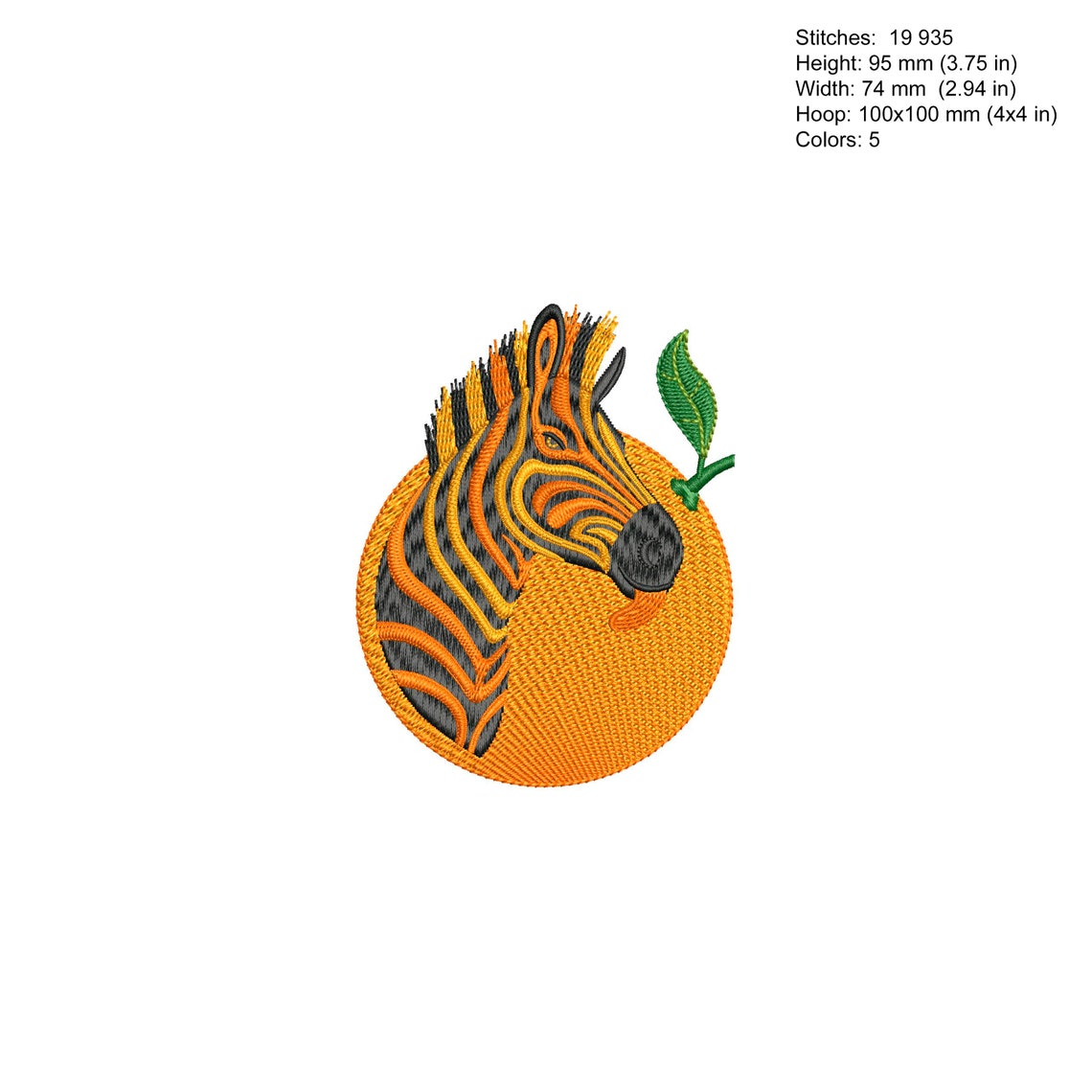 Orange 3 Sizes Orange With Zebra Machine Embroidery Design - Etsy