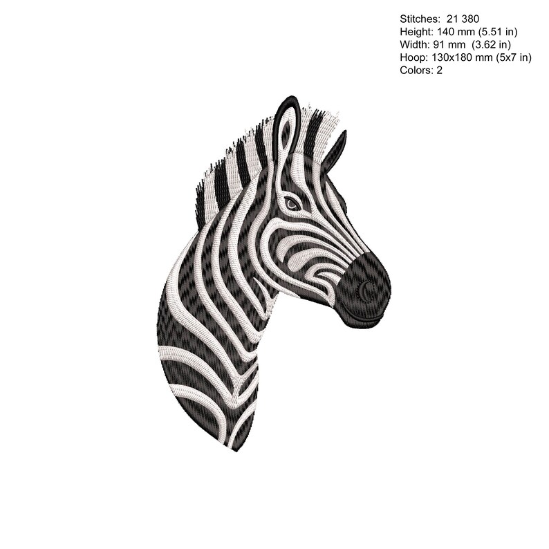 Zebra 3 Sizes Zebra Machine Embroidery Design Zebra - Etsy