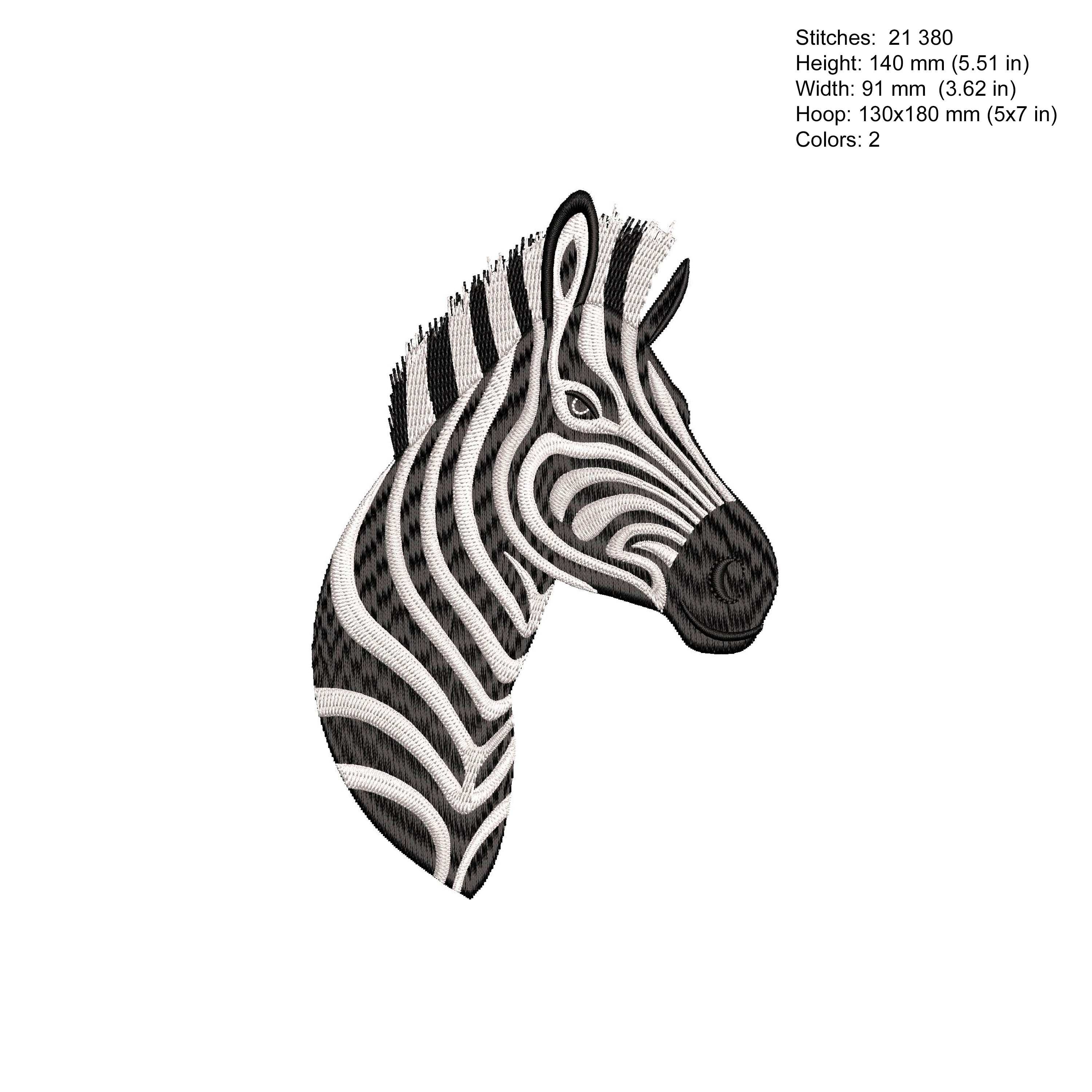 Zebra 3 Sizes Zebra Machine Embroidery Design Zebra - Etsy