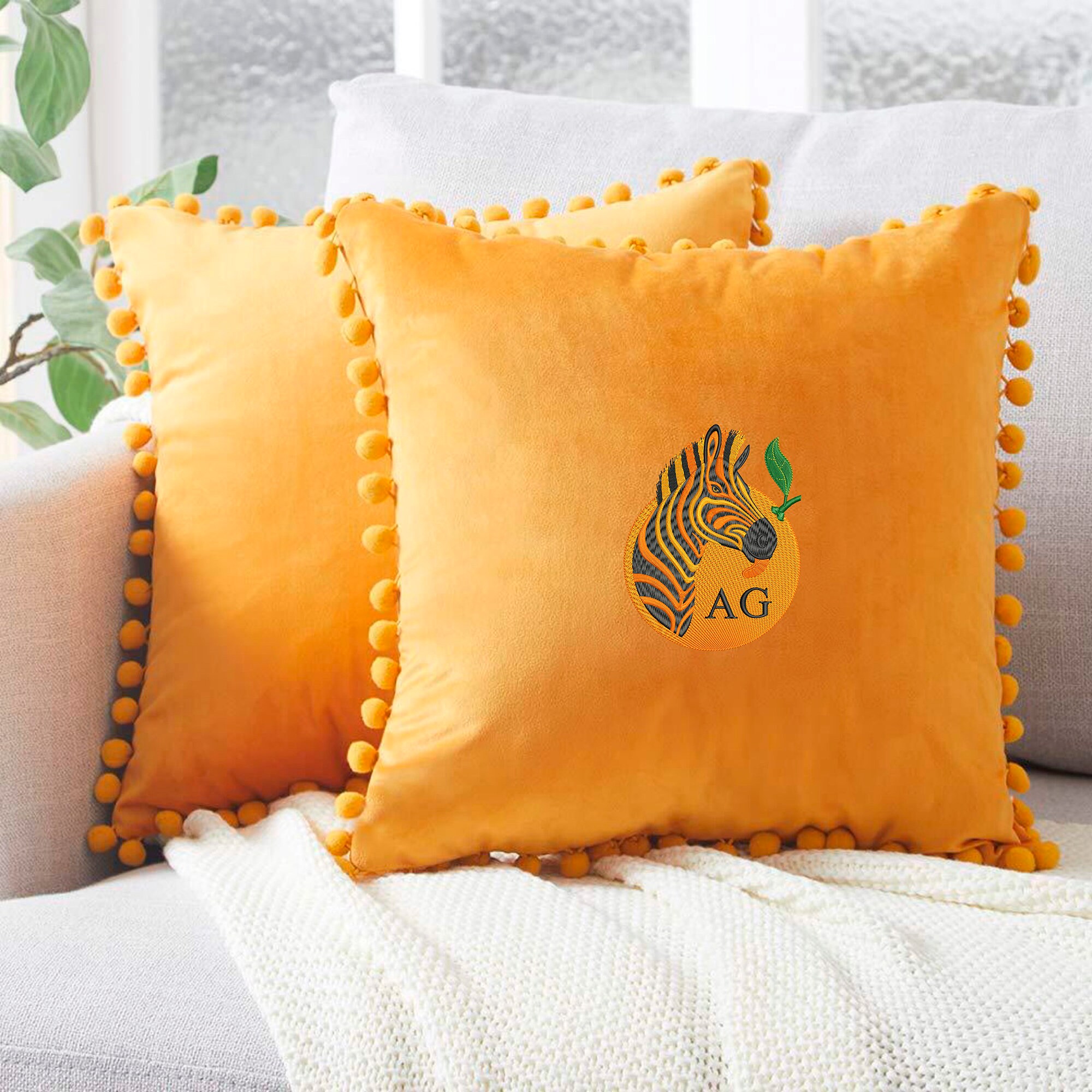 Orange - 3 Sizes - Orange With Zebra Machine Embroidery Design - Zebra ...