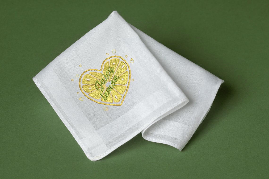 Heart-shaped Lemon Embroidery Design – 3 Sizes, Summer Citrus (instant ...