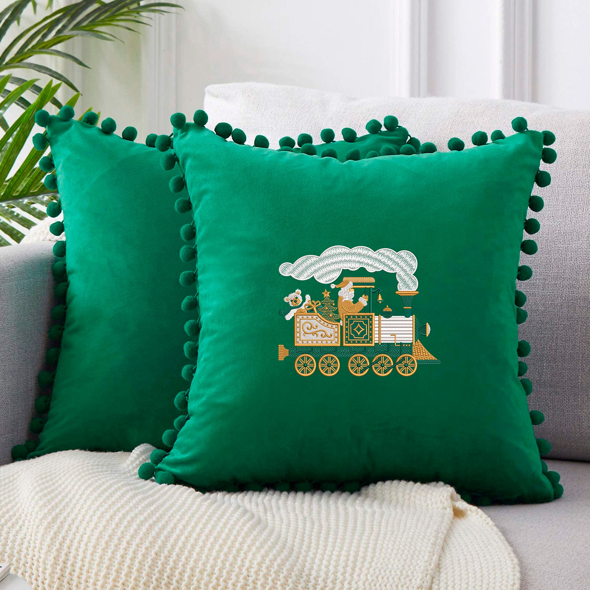 Green Santa's Polar Express Embroidery Design – Christmas Train, 8x8 ...