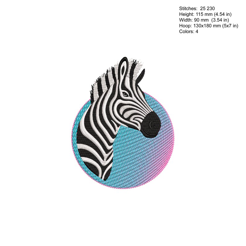 Zebra 3 Sizes Zebra Machine Embroidery Design Gradient - Etsy