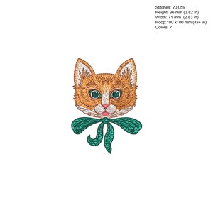 Ginger Kitten With Bow Embroidery Design – 3 Sizes (instant Download ...