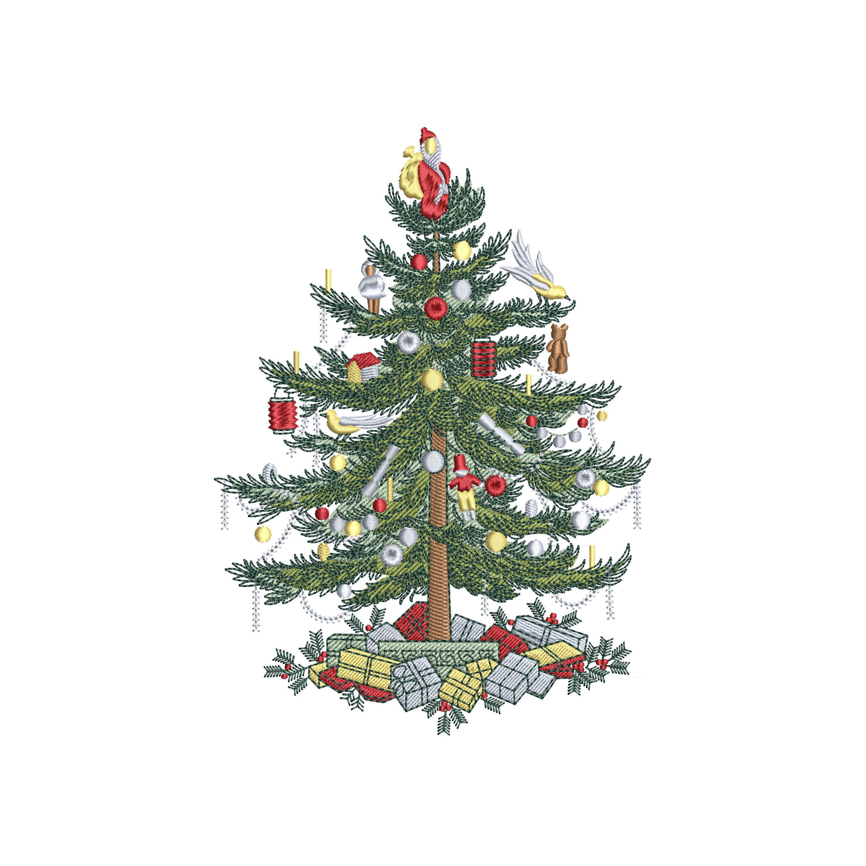 Christmas Tree - Spode - 5x7 Inch Hoop - Vintage Style - Christmas ...