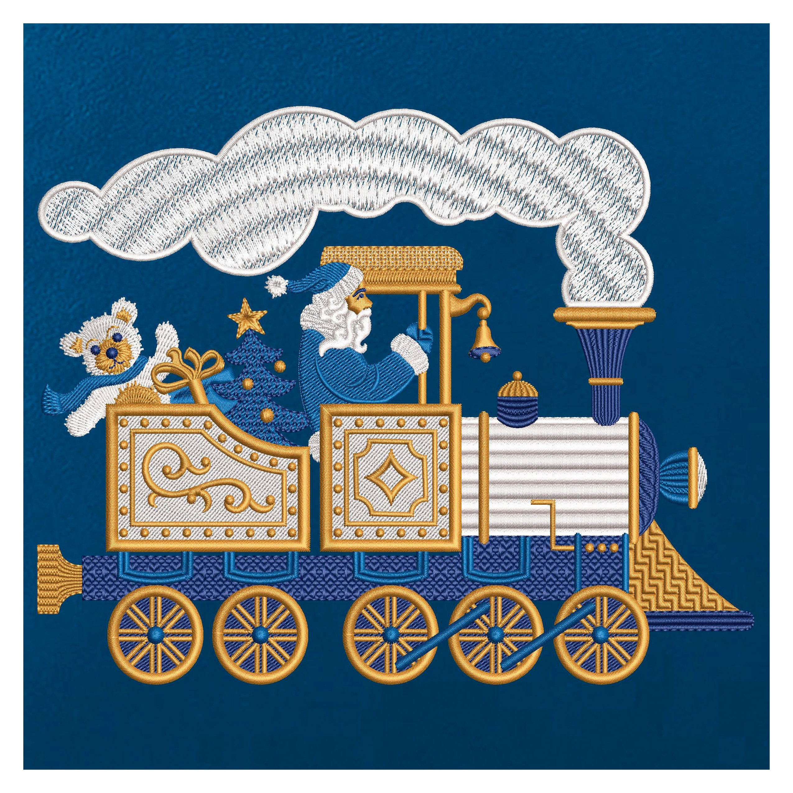 Santa's Polar Express Machine Embroidery Design – Christmas Train, 8x8 ...