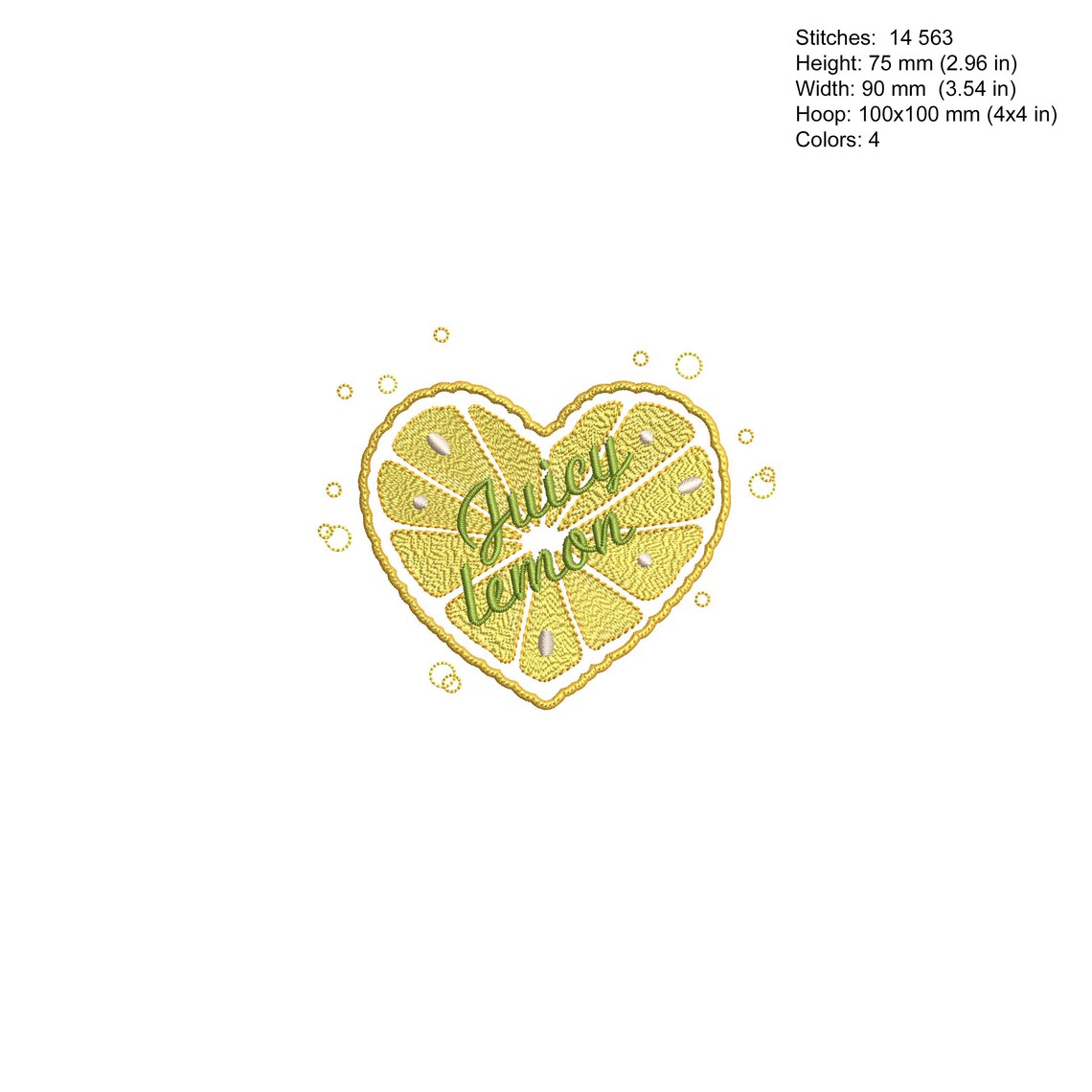 Heart-shaped Lemon Embroidery Design – 3 Sizes, Summer Citrus (instant ...