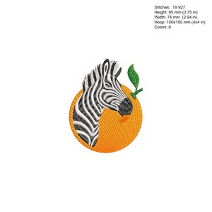 Zebra - 3 Sizes - Zebra With Orange Machine Embroidery Design - Orange ...