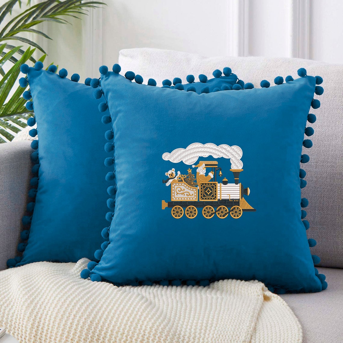 Green Santa's Polar Express Embroidery Design – Christmas Train, 8x8 ...