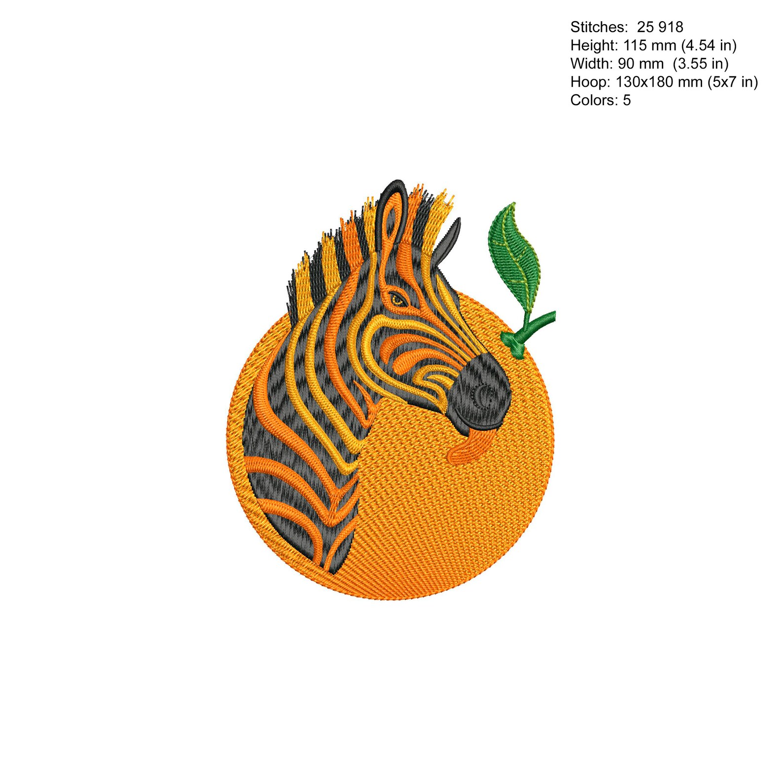 Orange - 3 Sizes - Orange With Zebra Machine Embroidery Design - Zebra ...