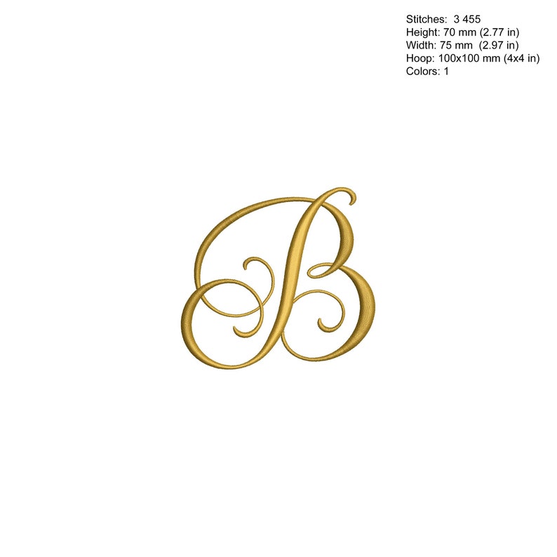 Herend Style Monogram Letter B – Machine Embroidery Design, 4x4 Inch ...