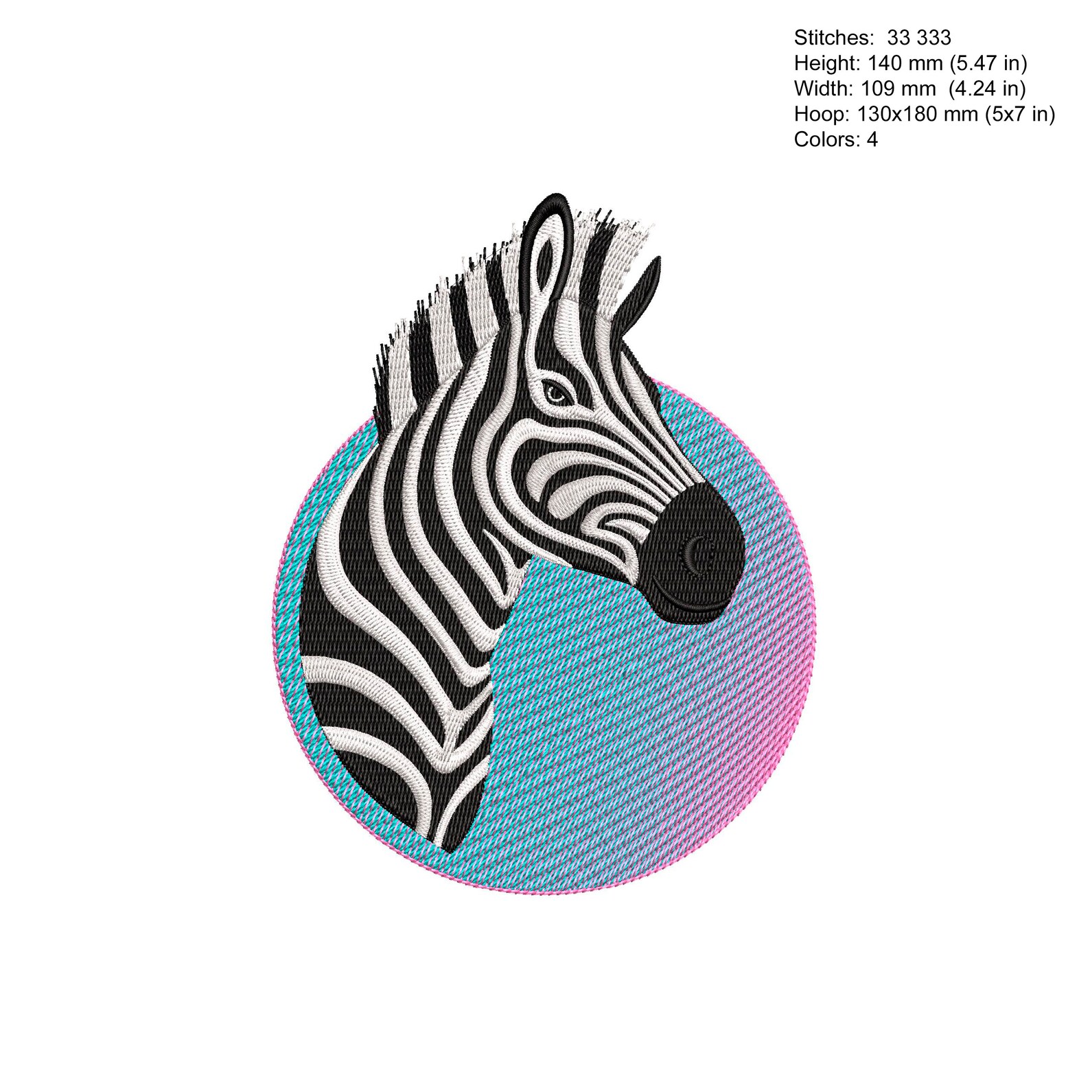 Zebra 3 Sizes Zebra Machine Embroidery Design Gradient - Etsy