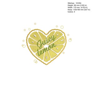 Heart-shaped Lemon Embroidery Design – 3 Sizes, Summer Citrus (instant ...