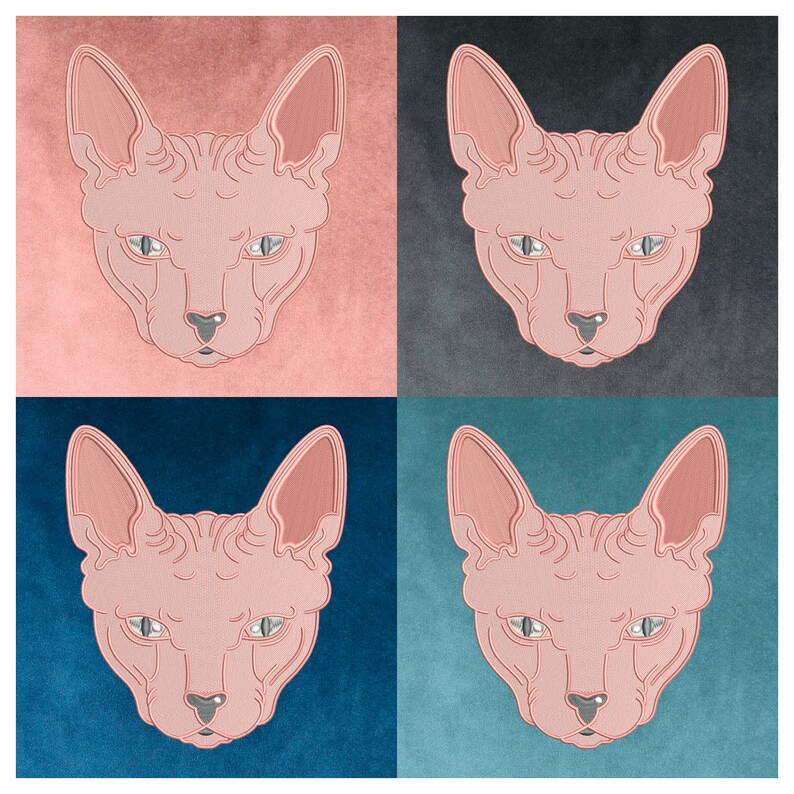 Sphynx сat Machine Embroidery Design - 3 Sizes - Kitten With Gray Eyes ...
