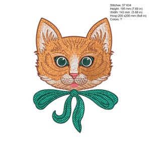 Ginger Kitten With Bow Embroidery Design – 3 Sizes (instant Download ...