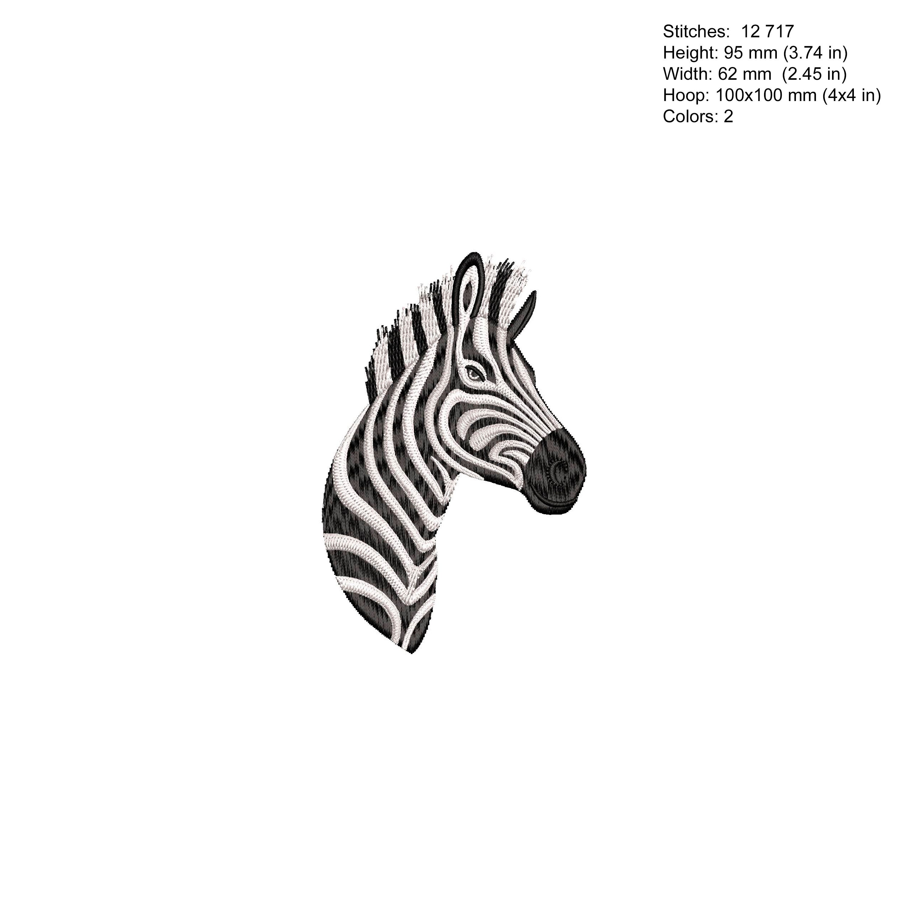Zebra 3 Sizes Zebra Machine Embroidery Design Zebra - Etsy
