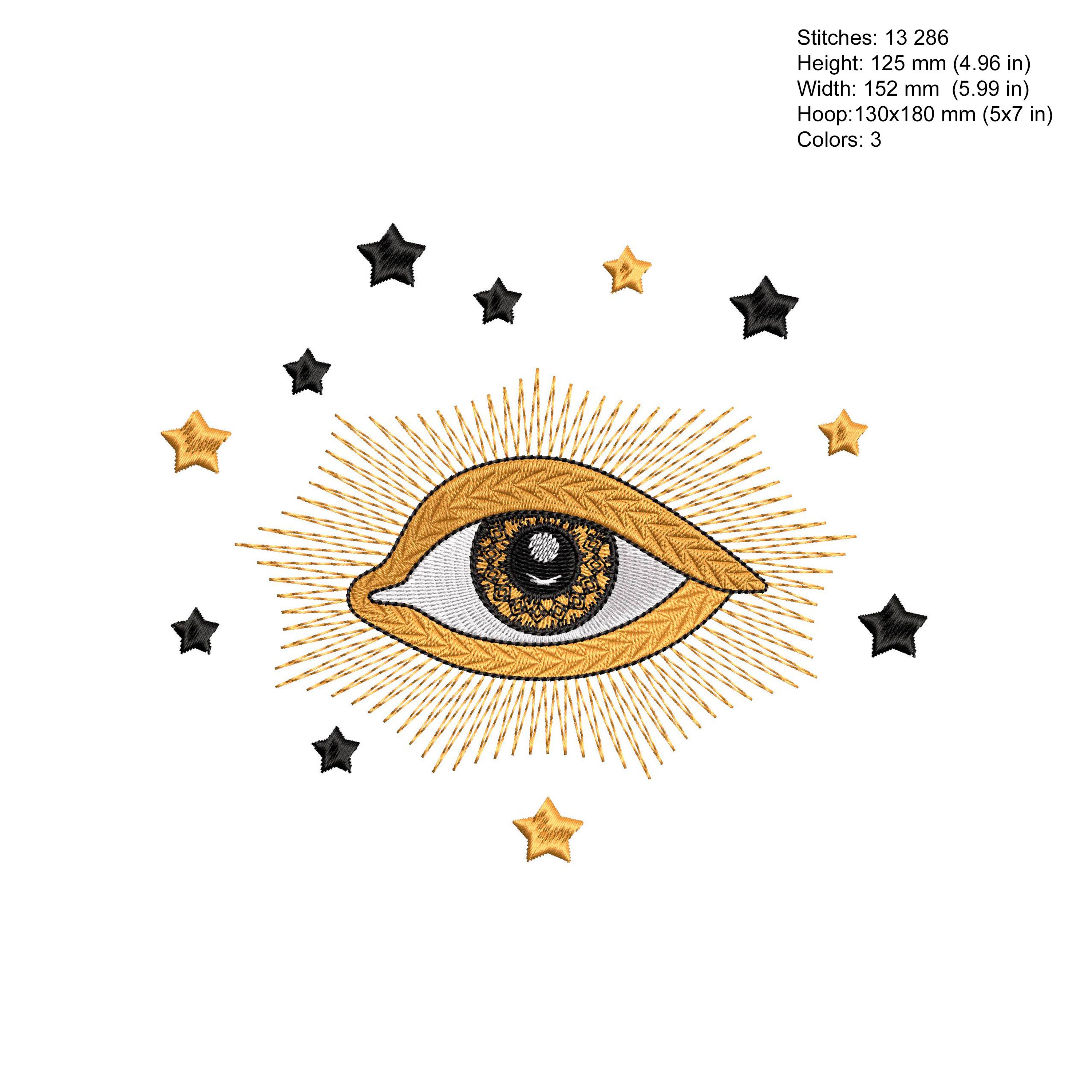 Eye With Stars Embroidery Design – Mystical Pattern, 5x7 Inch Hoop ...