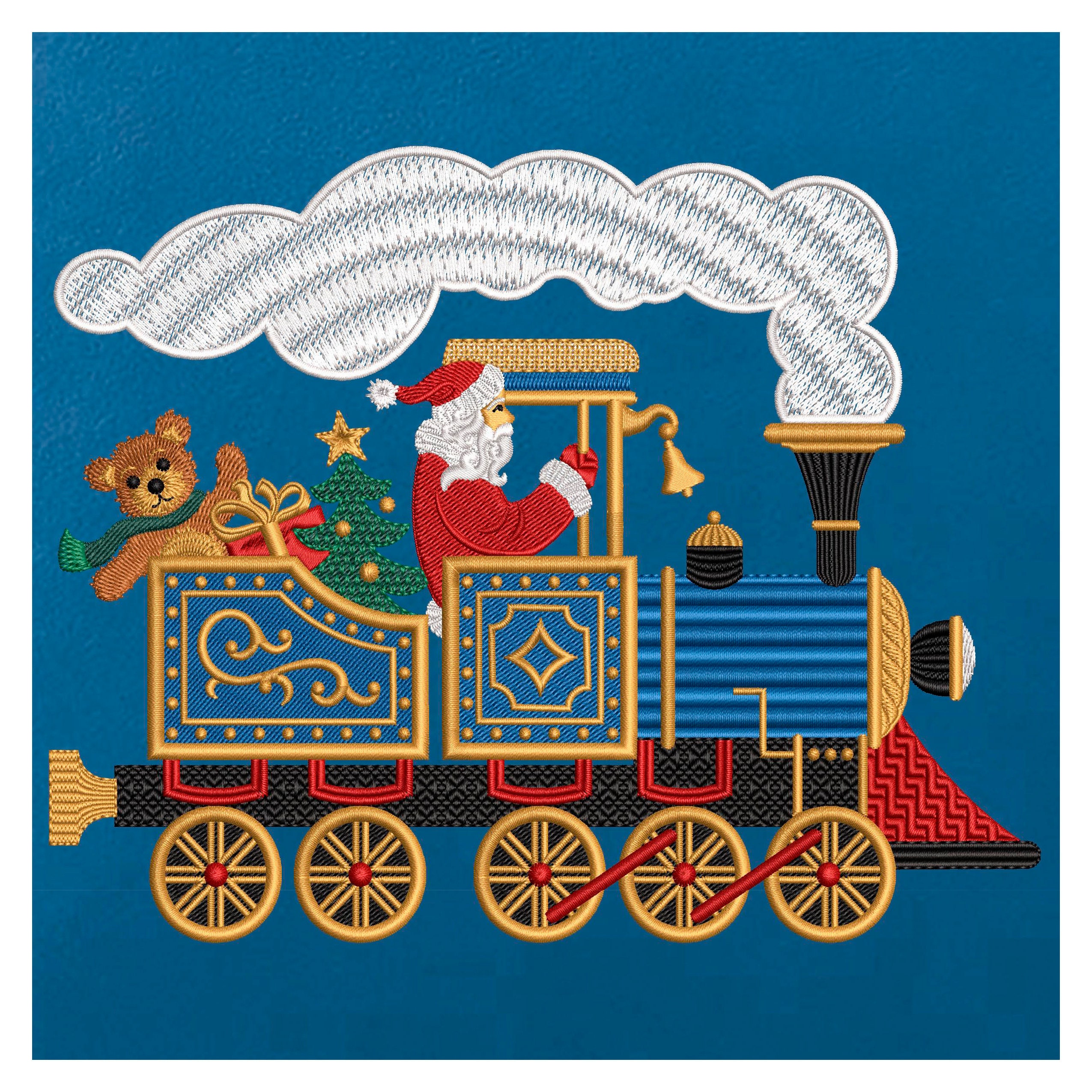 Multicolor Santa's Polar Express Embroidery Design – Christmas Train ...