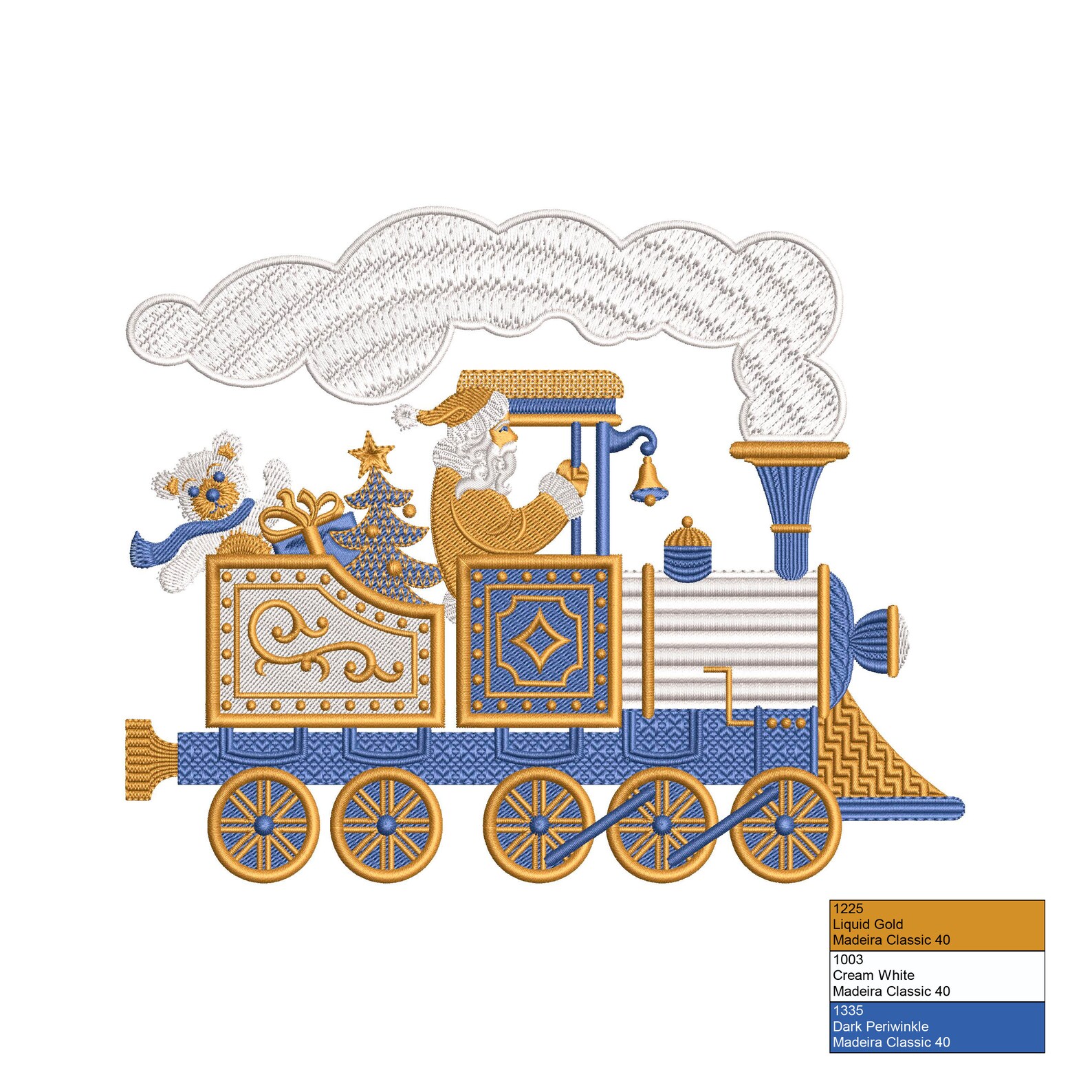 Green Santa's Polar Express Embroidery Design – Christmas Train, 8x8 ...