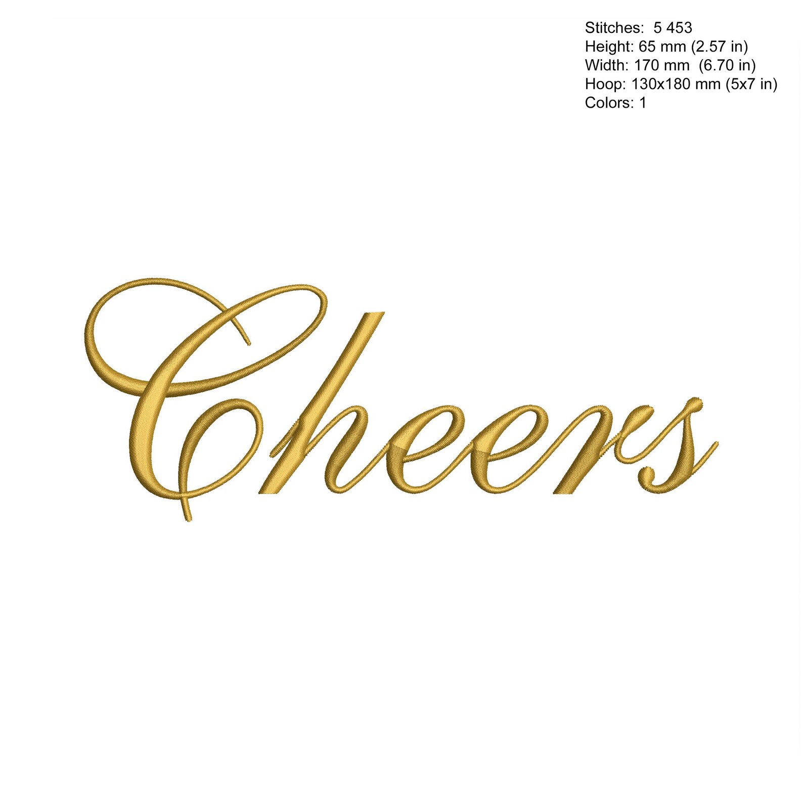 Herend Style Cheers Embroidery Design – Hand Painted Word, 5x7 Inch ...