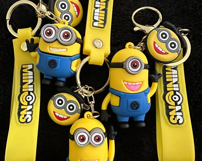 Minion Style Keychain, Teens Keychain, Yellow Keychain, Enameled ...