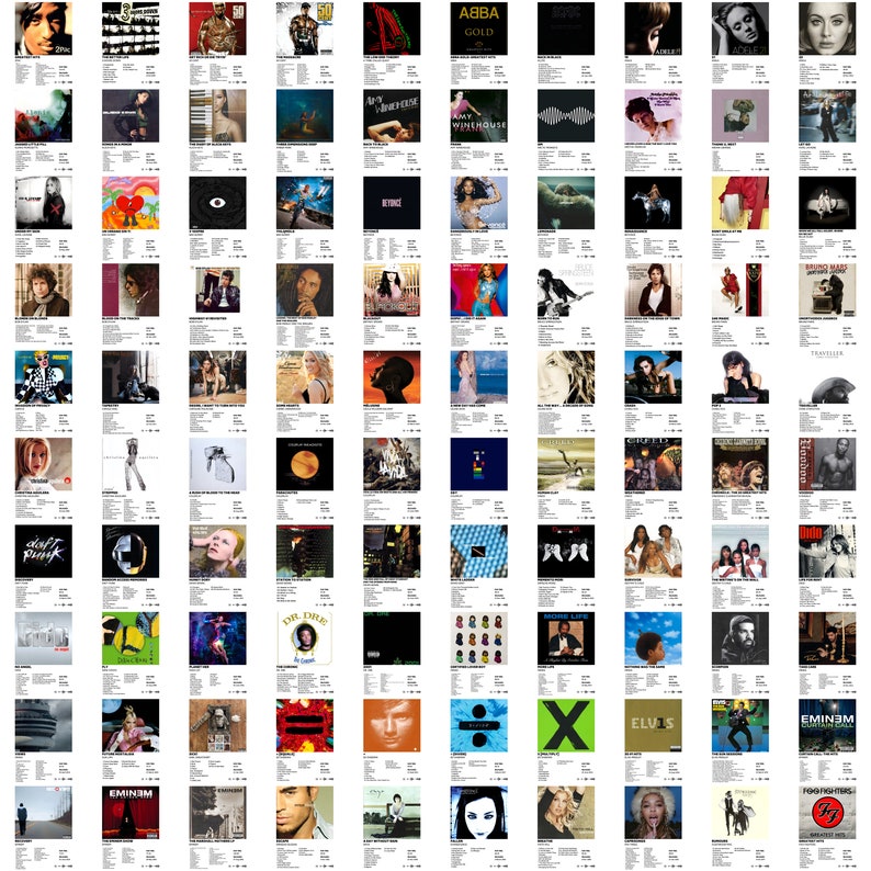 1600 Pieces Best Albums Cover Mini Poster Minimalist Music Poster ...