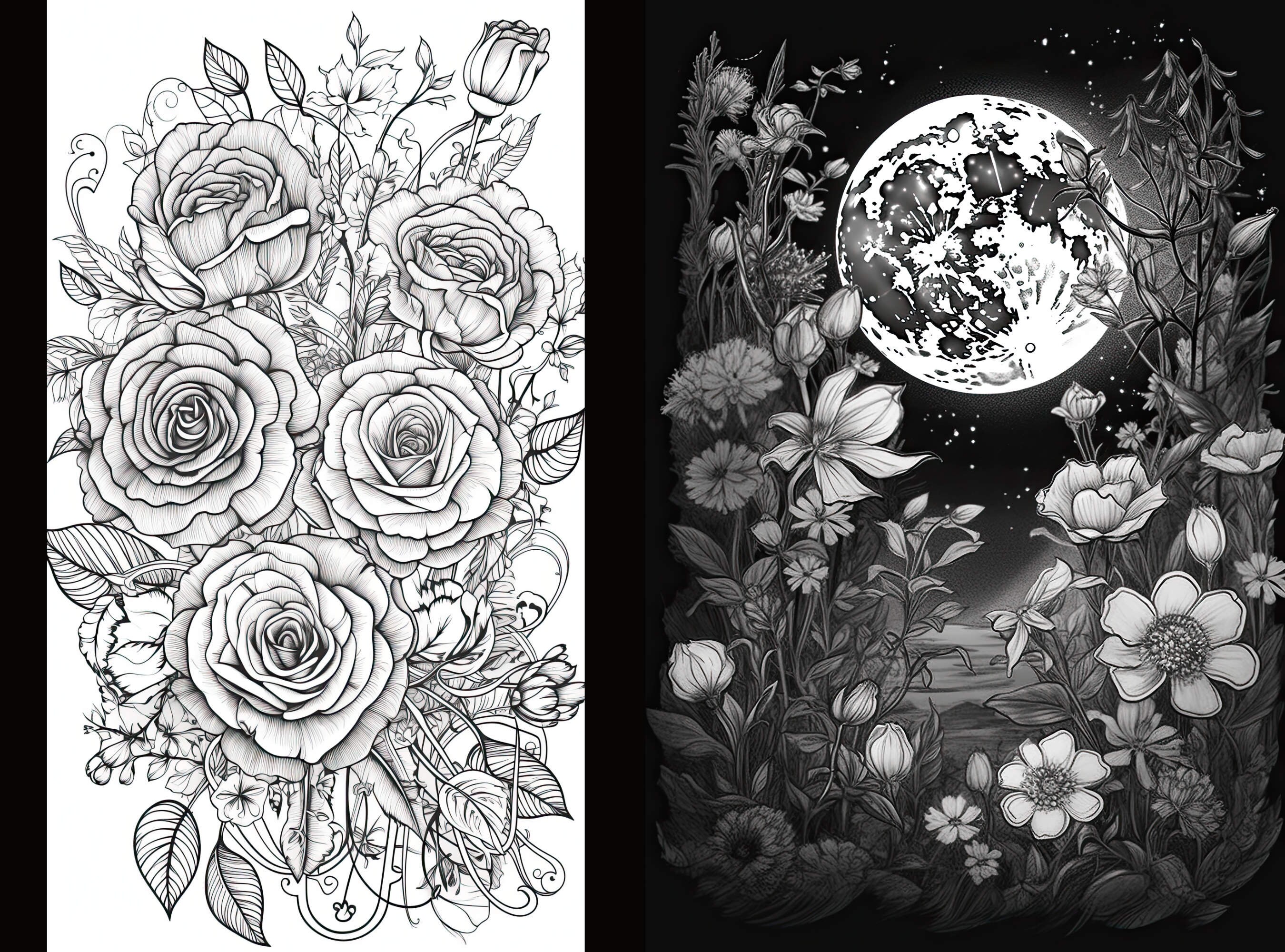 500 Flower Coloring Pages: Complete Collection (PDF Prints) - Etsy