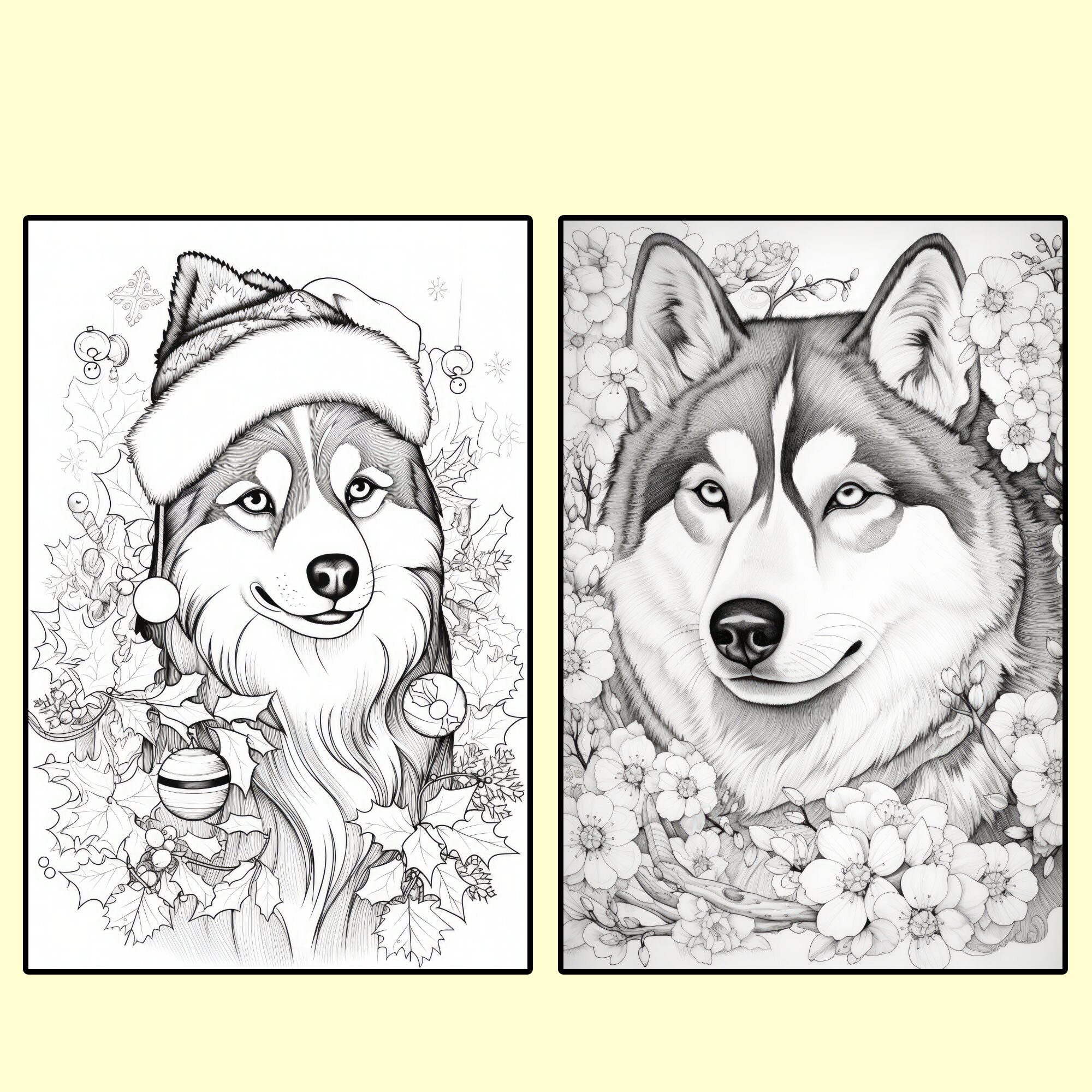 Siberian Husky Coloring Pages: 50 Dog Illustrations (printable PDF) - Etsy