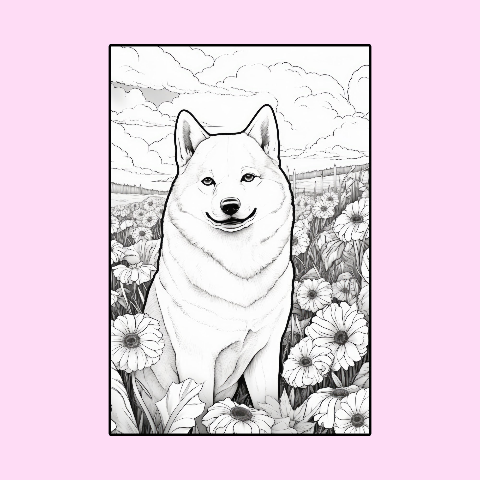 Shiba Inu Coloring Pages: 15 Printable Dog Illustrations (PDF) - Etsy