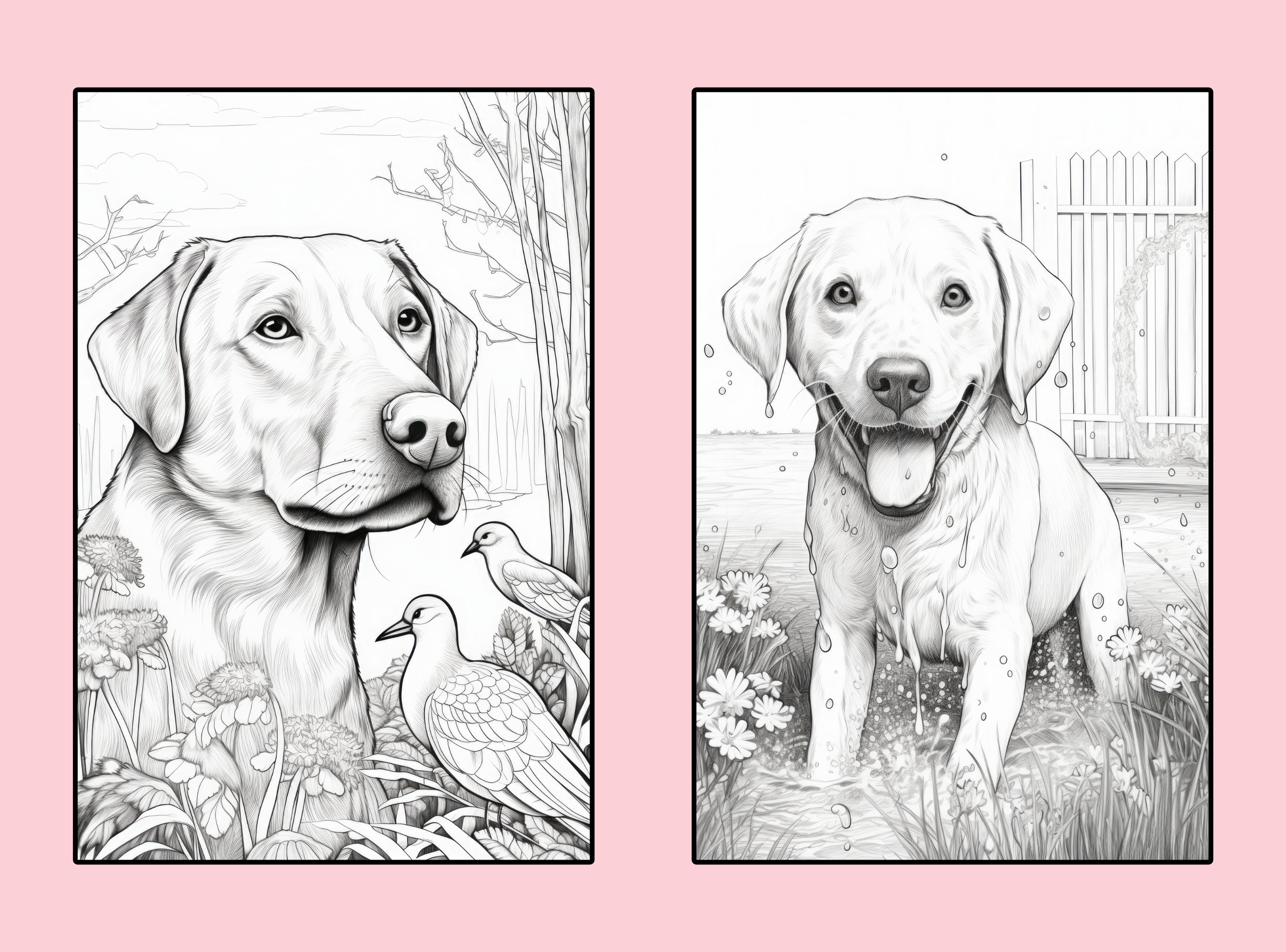 Labrador Retriever Coloring Pages: 50 Printable Dog Illustrations (PDF ...
