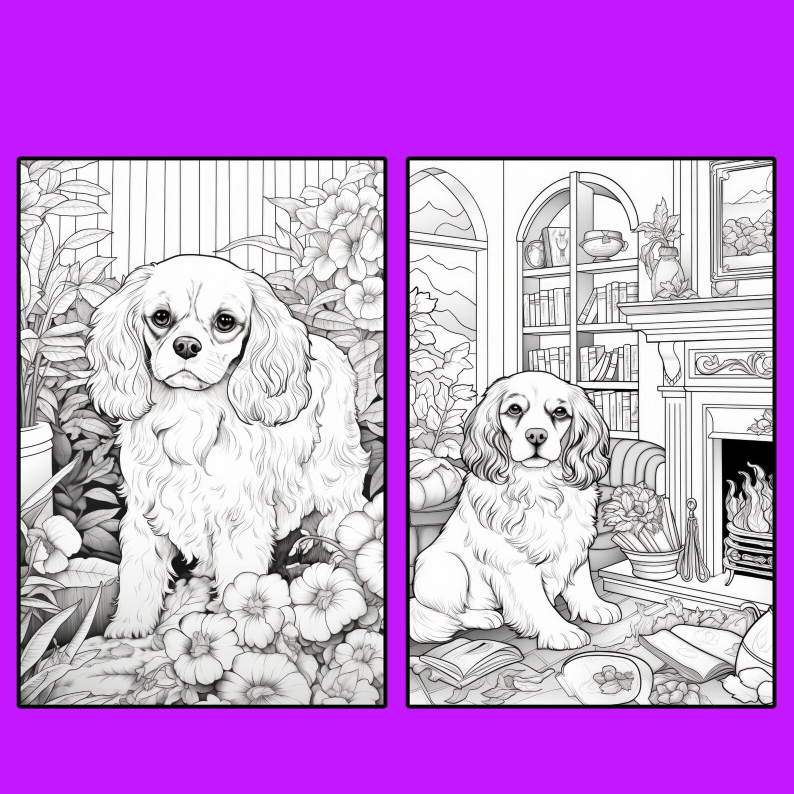 50 Cavalier King Charles Spaniel Coloring Pages: Printable Dog Art (PDF ...