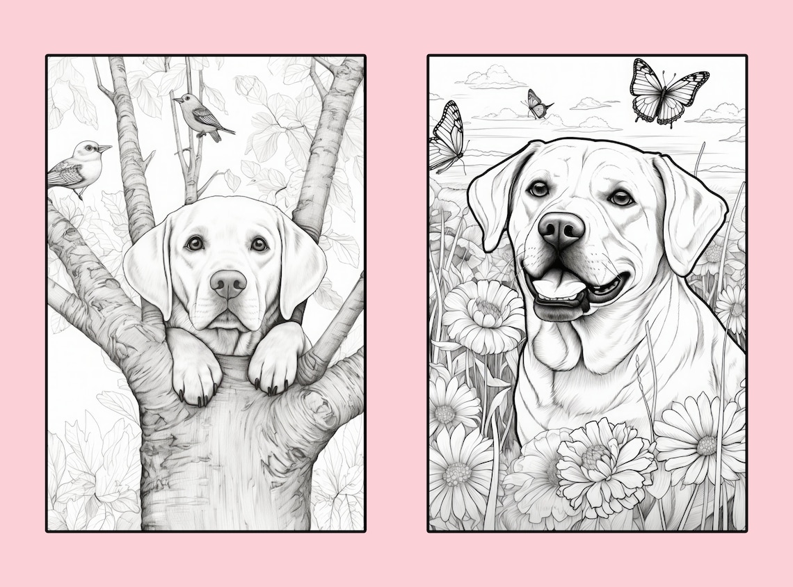 Labrador Retriever Coloring Pages: 50 Printable Dog Illustrations (PDF ...
