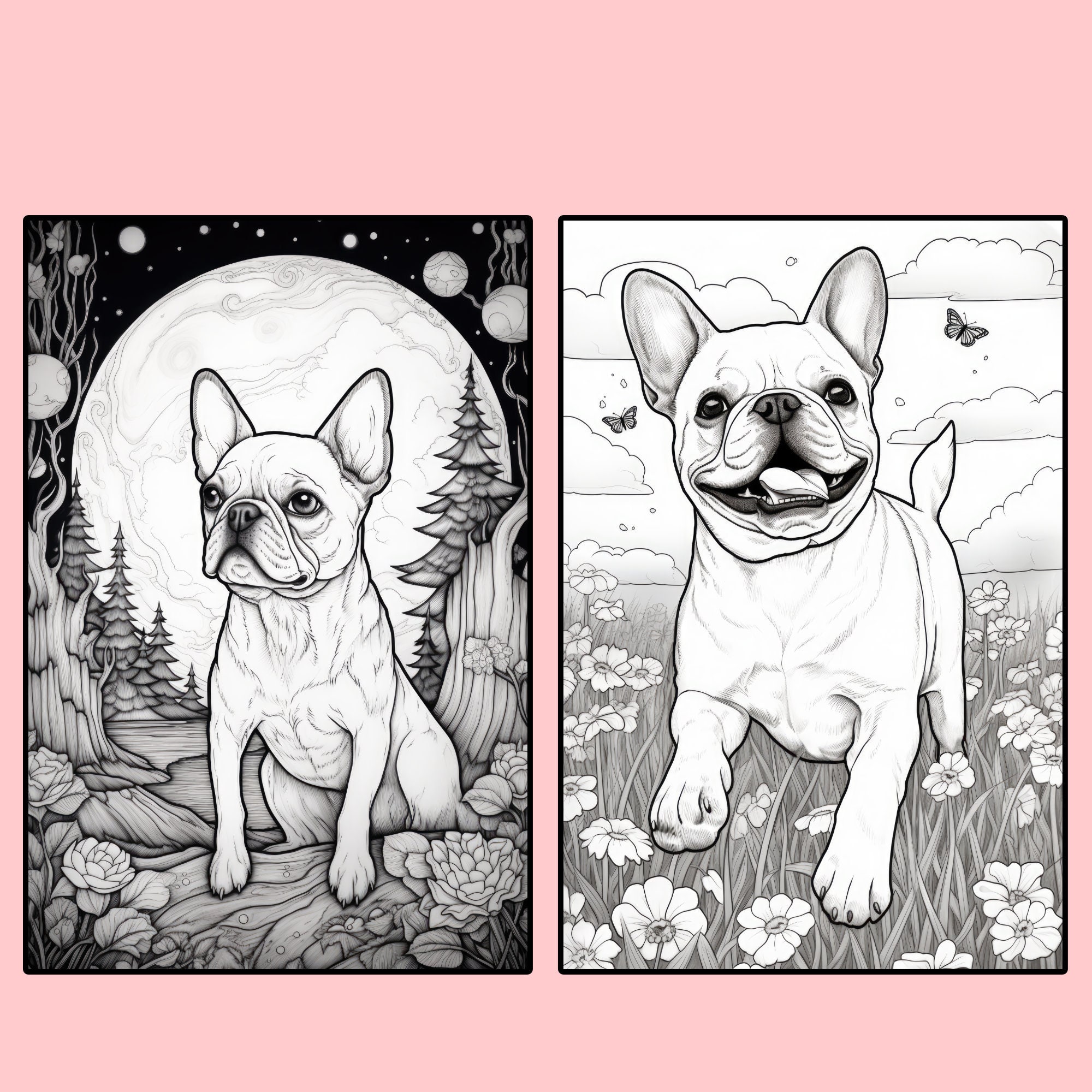 50 French Bulldog Coloring Pages: Detailed Illustrations (printable PDF ...