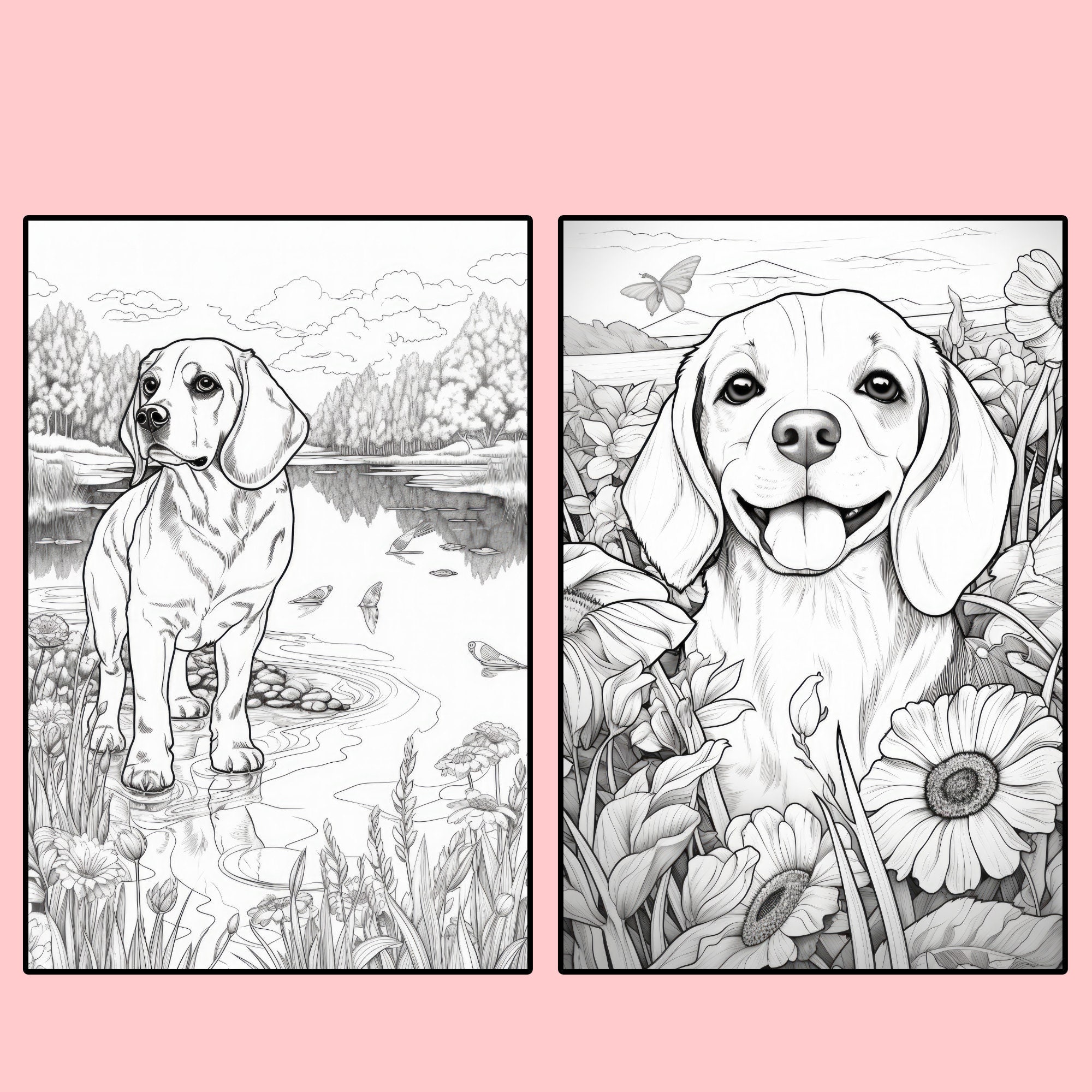 50 Beagle Coloring Pages Printable PDF Dog Coloring Pages - Etsy