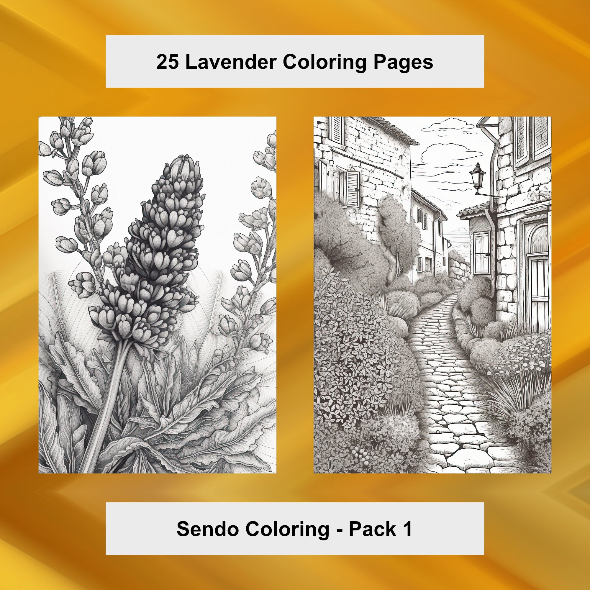 Lavender Coloring Pages: 25 Printable Floral Designs (PDF Download) - Etsy